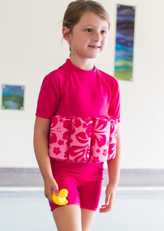 Konfidence float suit - pink hibiscus – Just Swimwear